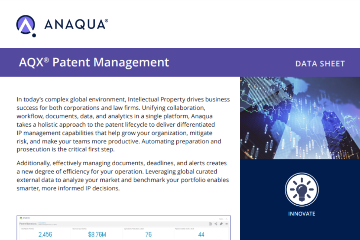 AQX Full Lifecycle Patent Management Software | ANAQUA