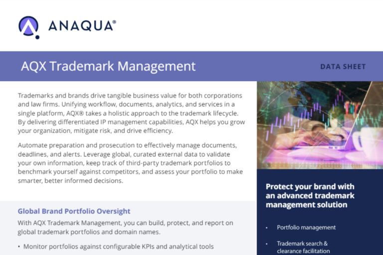 ANAQUA Trademark Management Data Sheet - Anaqua IP Management Software ...