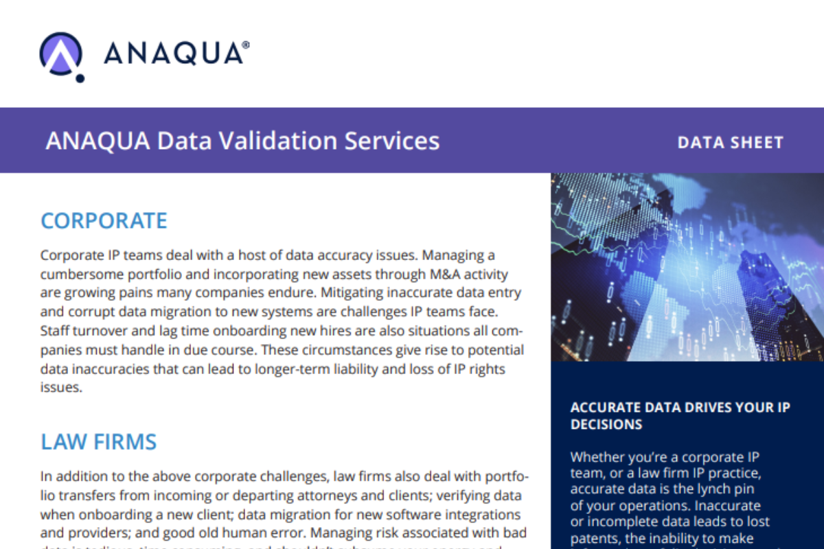 Data Validation Software Data Sheet - Anaqua IP Management Software and ...