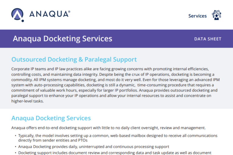 Anaqua Docketing Services - Anaqua
