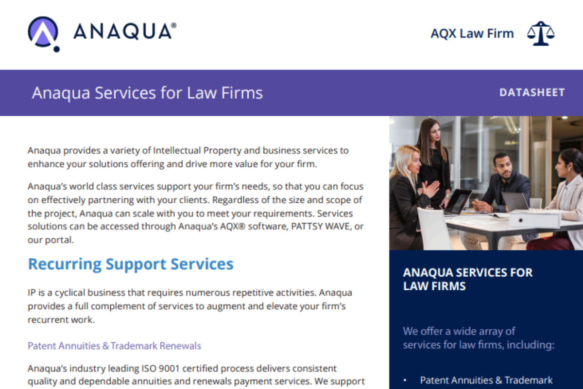 ANAQUA Services for Law Firms Data Sheet - Anaqua IP Management ...