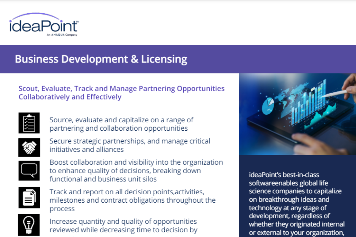 ideaPoint Business Development & Licensing Data Sheet - Anaqua IP ...