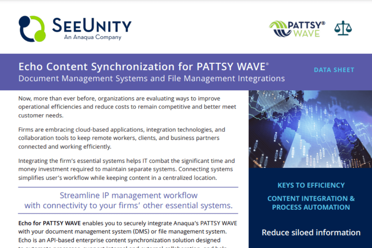 DMS System Integrations for PATTSY WAVE - Anaqua