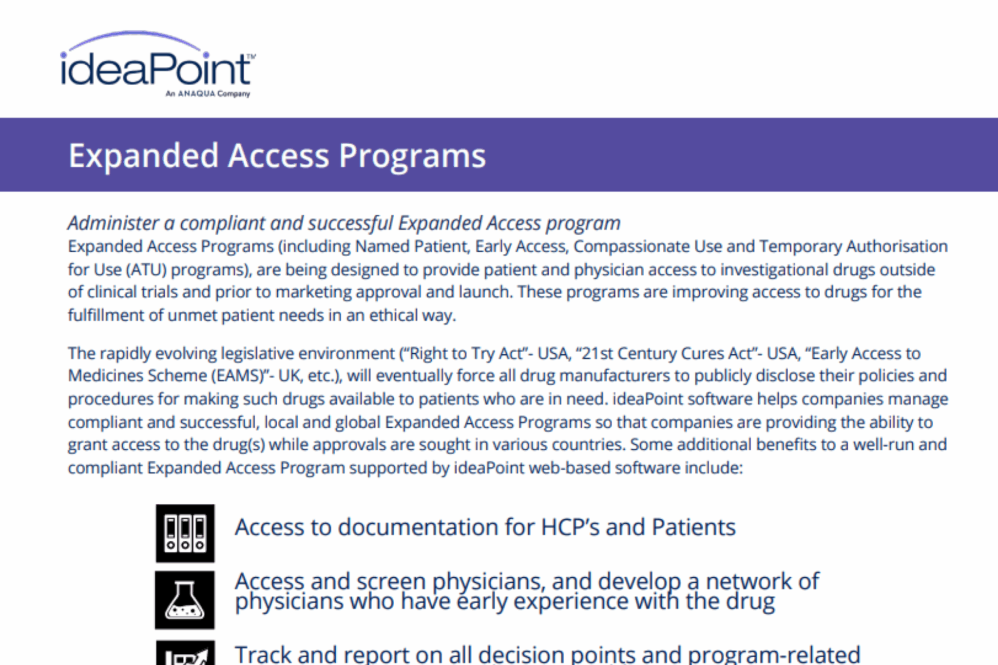 ideaPoint Expanded Access Programs - Data Sheet - Anaqua