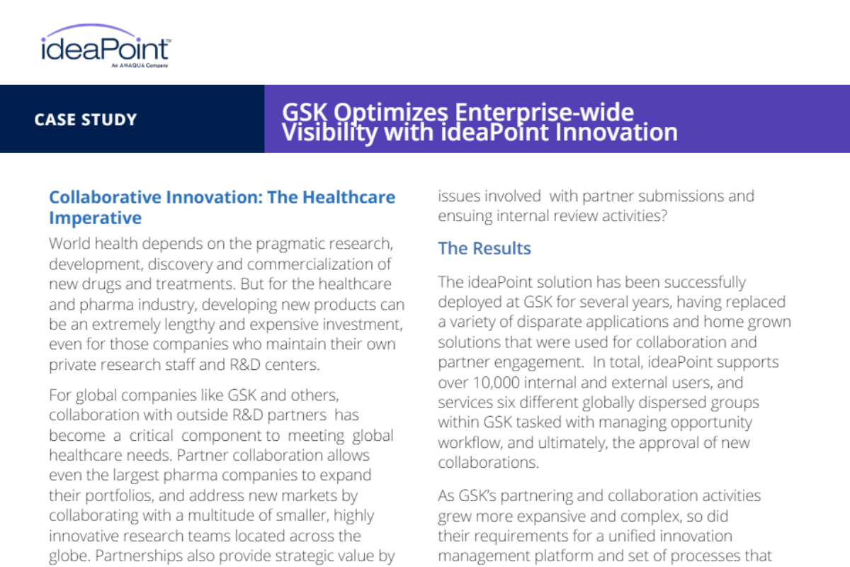Case Study: GSK Optimizes Enterprise-wide Visibility - ideaPoint
