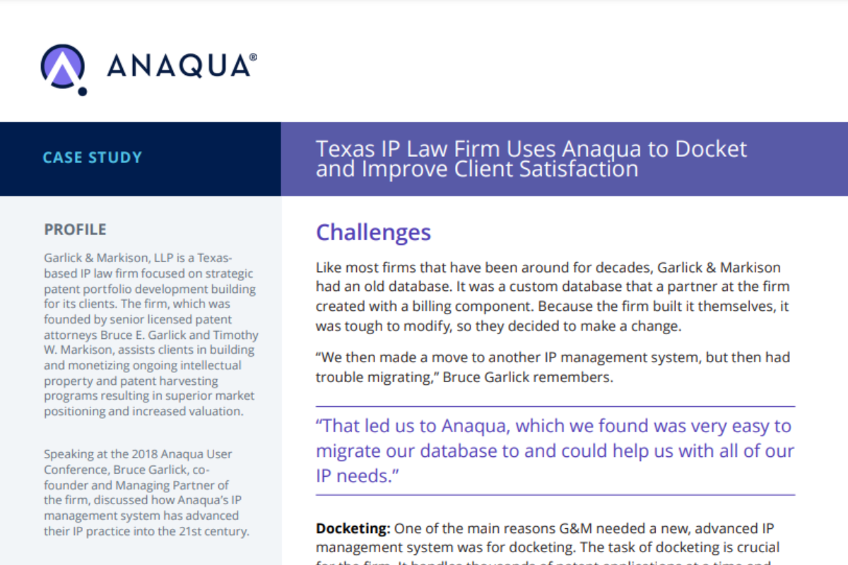 ANAQUA Helps Improve Client Satisfaction for Garlick & Markison ...