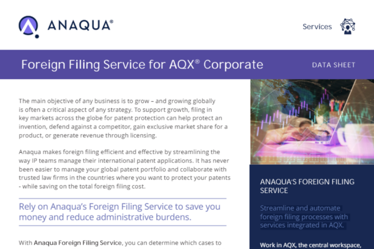 Integrated Foreign Filing Service for AQX® Corporate - Anaqua IP ...