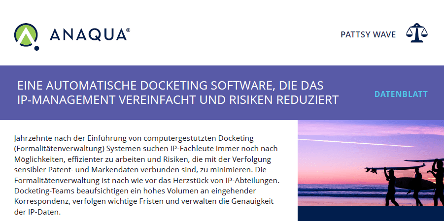 PATTSY WAVE Automatische Docketing Software Datenblatt - Anaqua