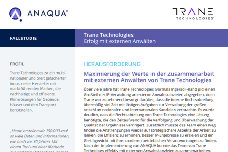 Trane Technologies: Erfolg mit externen Anwälten - Anaqua IP-Software ...