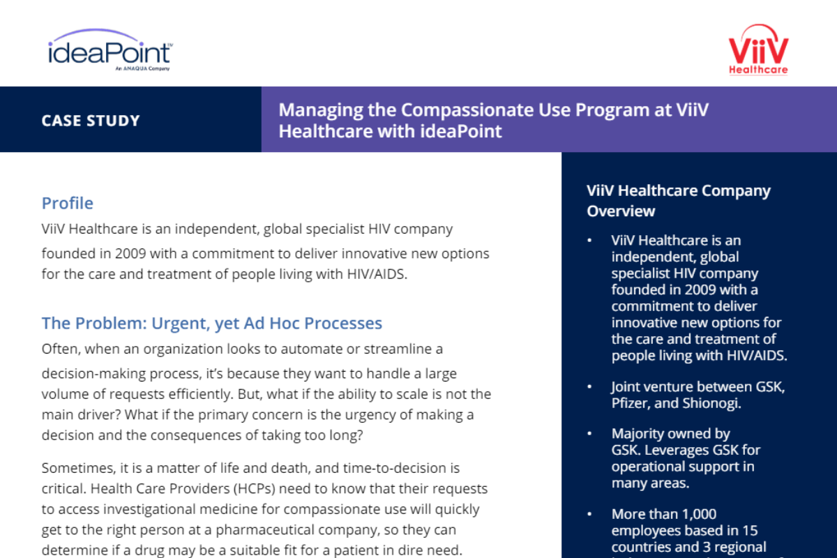 Managing the Compassionate Use Program at ViiV Healthcare with ...