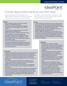 ideaPoint Business Development & Licensing Data Sheet - Anaqua IP Management Software and Services